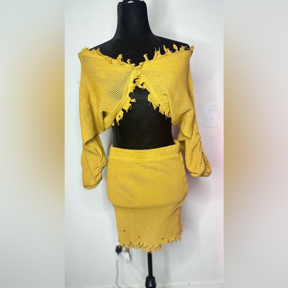 Better Be | Skirts | Mustard Colored Knit 2 Piece Set | Poshmark